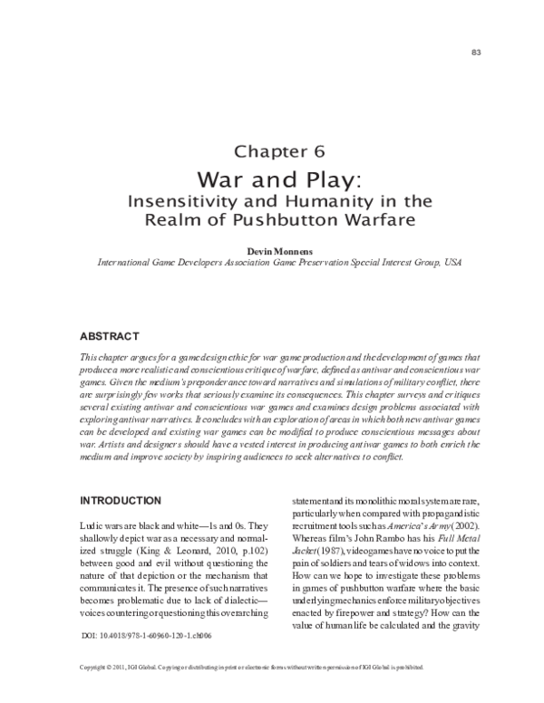 (PDF) War and Play