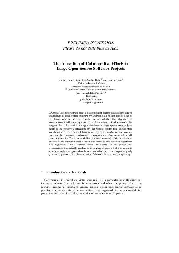 (PDF) PRELIMINARY VERSION Please Do Not Distribute As Such