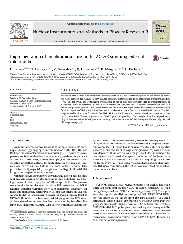 (PDF) Implementation of ionoluminescence in the AGLAE scanning external ...