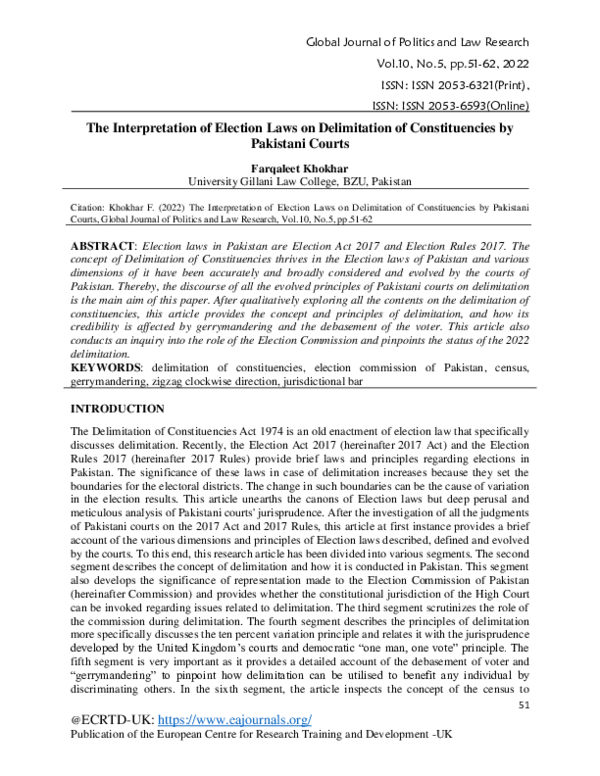 (PDF) The Interpretation of Election Laws on Delimitation of ...
