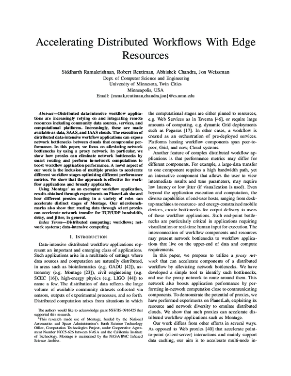 (PDF) Accelerating Distributed Workflows with Edge Resources
