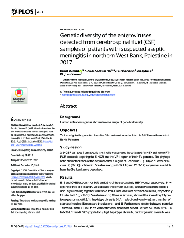 (PDF) Genetic diversity of the enteroviruses detected from ...