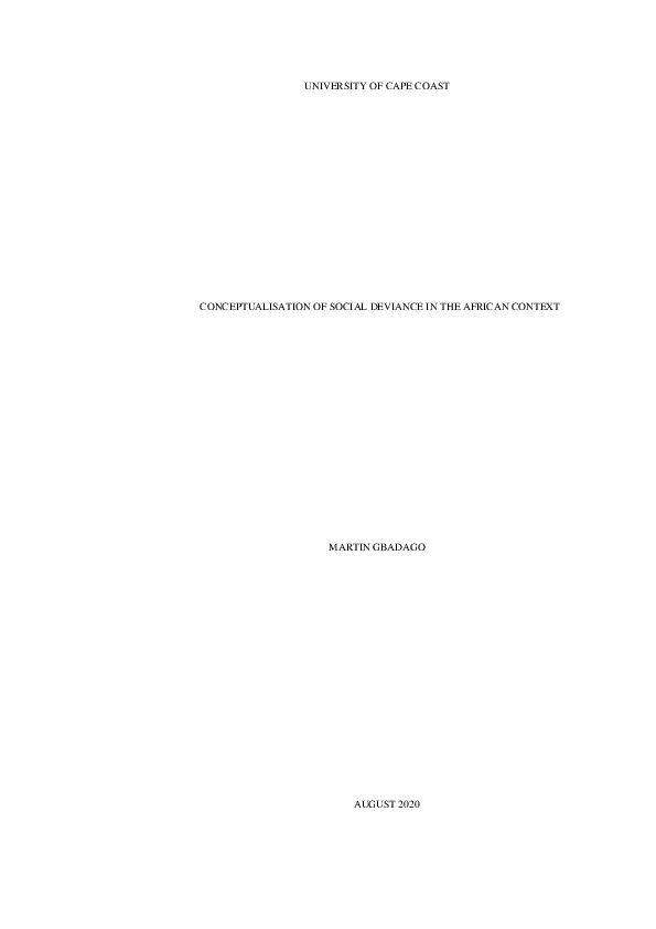 (PDF) Conceptualisation of Social Deviance in the African Context
