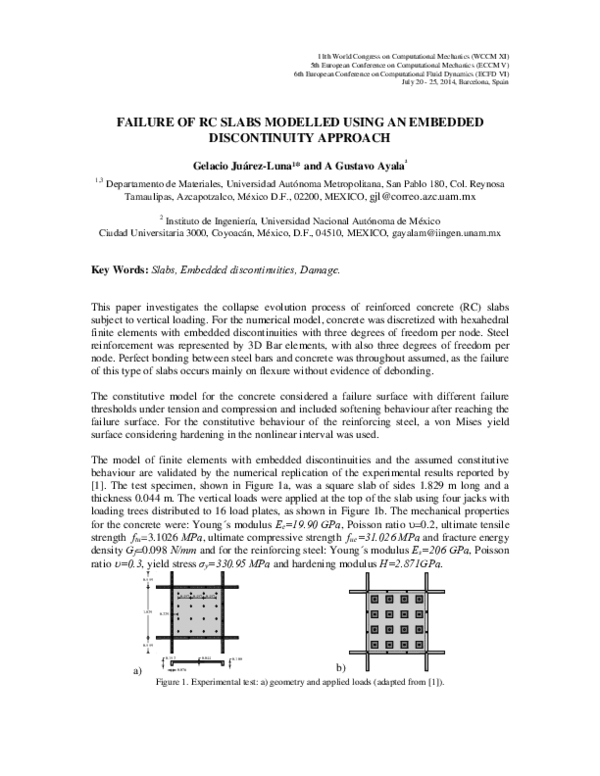 (PDF) Failure of RC slabs modelled using an embedded discontinuity approach