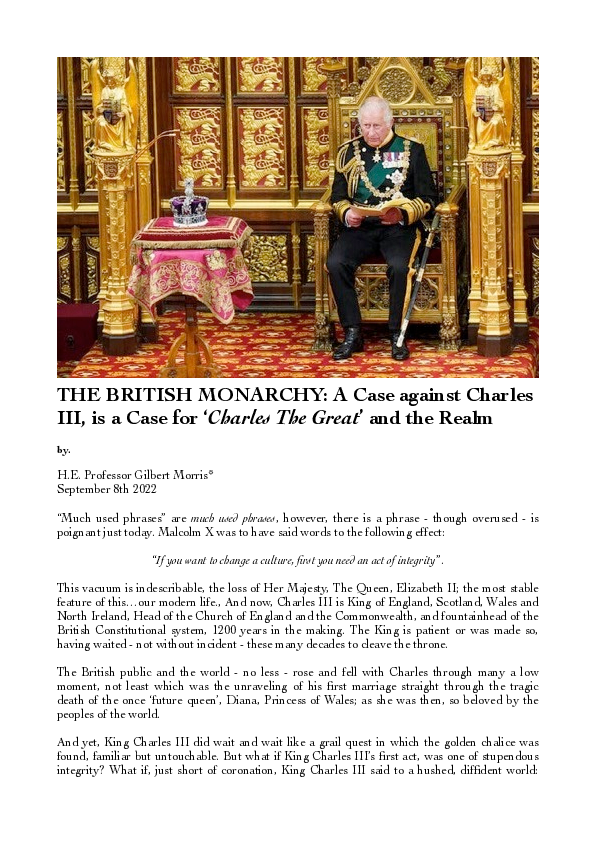 (PDF) THE BRITISH MONARCHY: A Case against Charles III, is a Case for ...