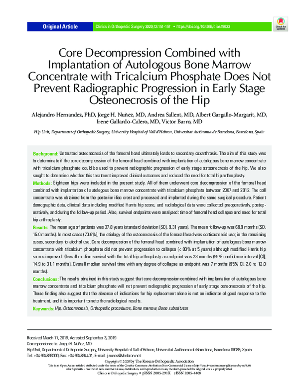 (PDF) Core Decompression Combined with Implantation of Autologous Bone ...