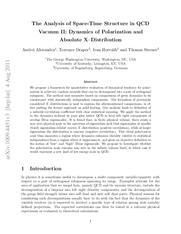 (PDF) The analysis of space–time structure in QCD vacuum II: Dynamics of polarization and ...