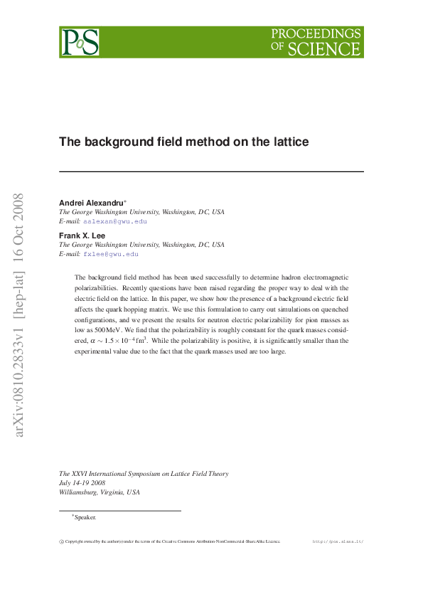 (PDF) The background field method on the lattice