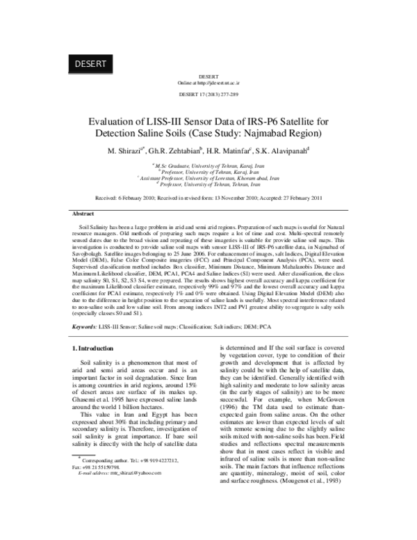 (PDF) Evaluation of LISS-III Sensor Data of IRS-P6 Satellite for ...