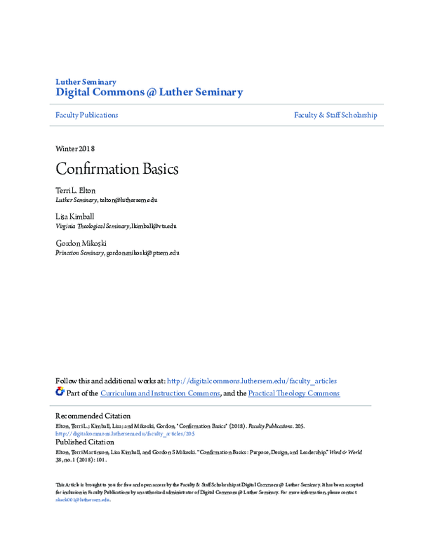 (PDF) Confirmation Basics