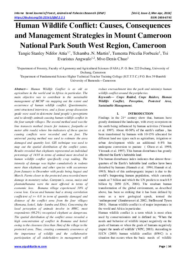 (PDF) Human Wildlife Conflict: Causes, Consequences and Management ...