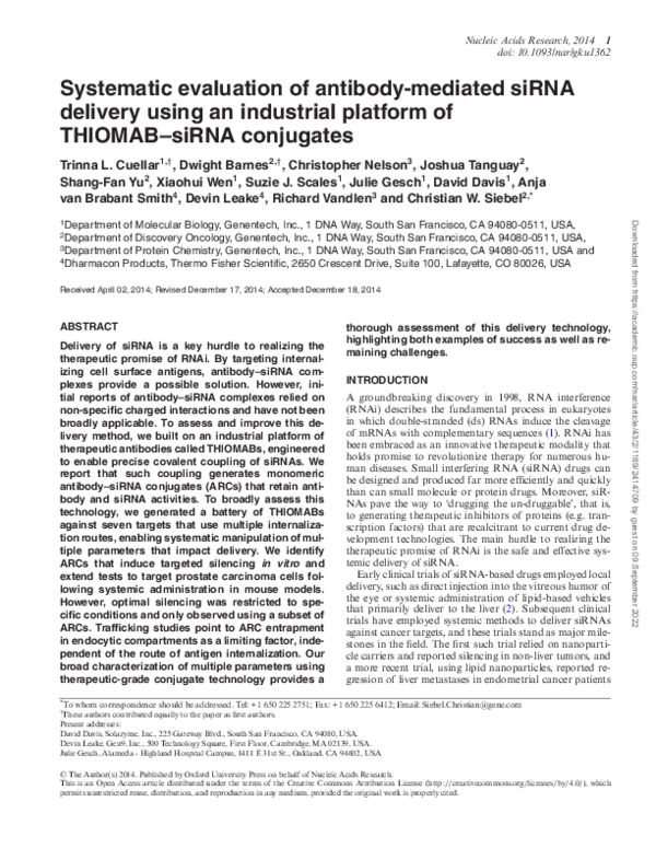 (PDF) THIOMAB–siRNA conjugates