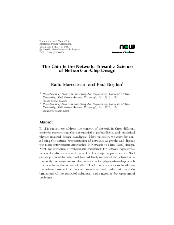 (PDF) The Chip Is the Network: Toward a Science of Network-on-Chip Design