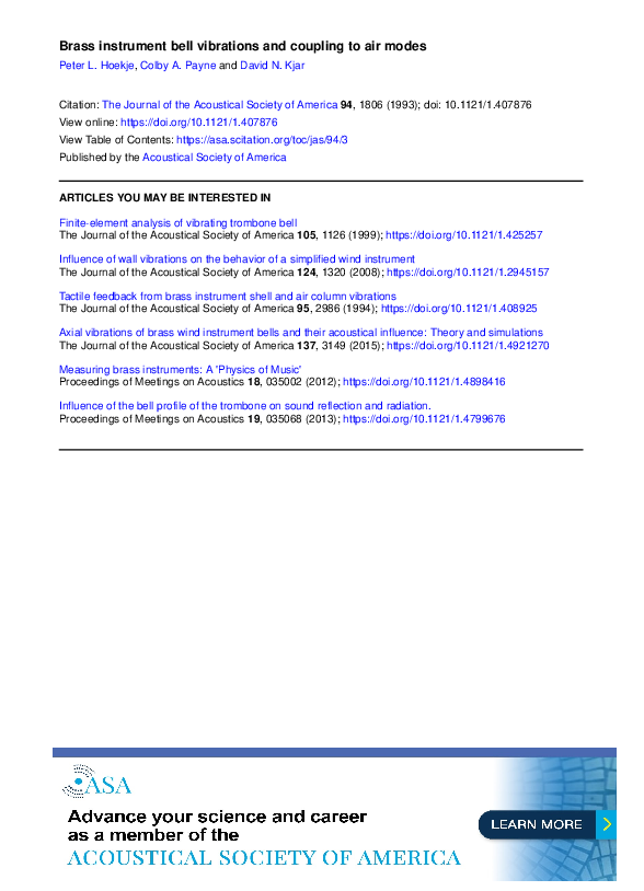 (PDF) Brass instrument bell vibrations and coupling to air modes