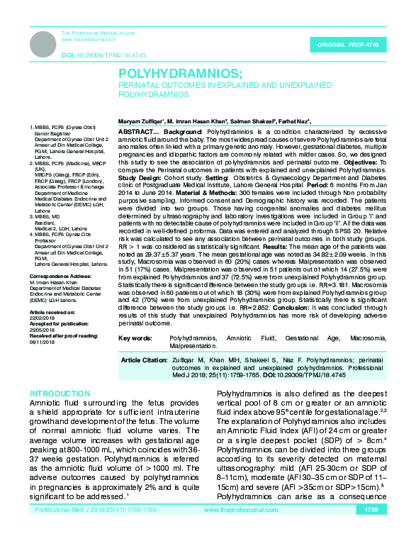 (PDF) Polyhydramnios