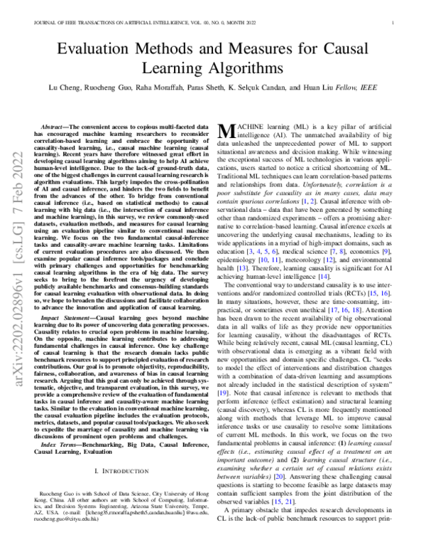 (PDF) Evaluation Methods and Measures for Causal Learning Algorithms
