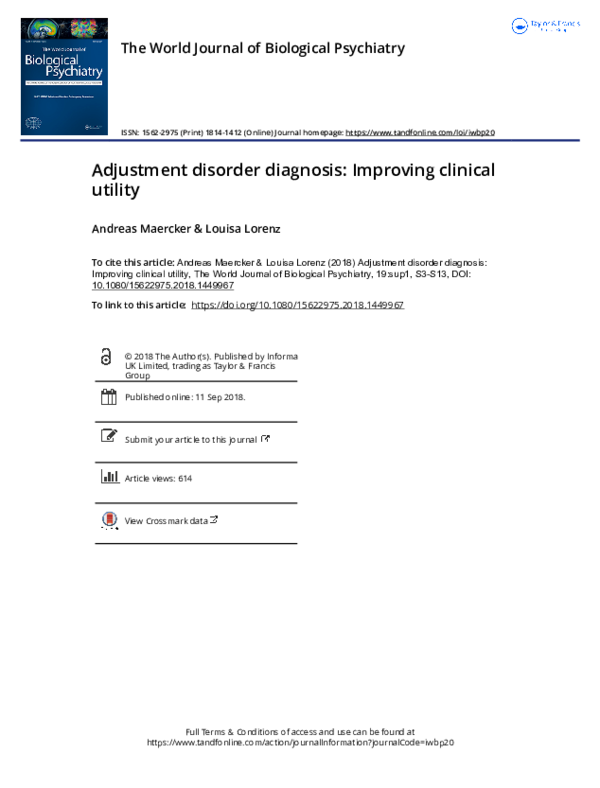 (PDF) Adjustment disorder diagnosis: Improving clinical utility