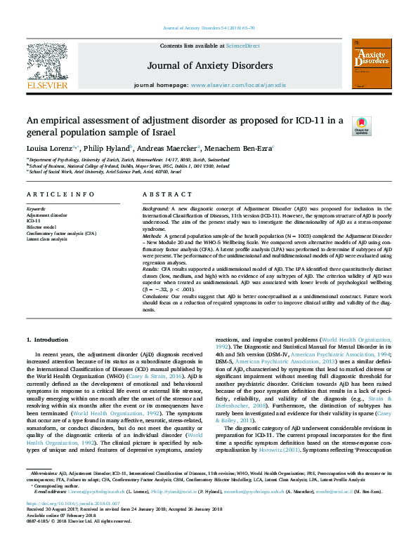 (PDF) An empirical assessment of adjustment disorder as proposed for ...