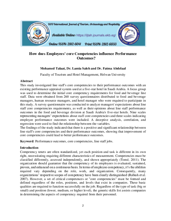 (PDF) How does Employees’ core Competencies influence Performance Outcomes?