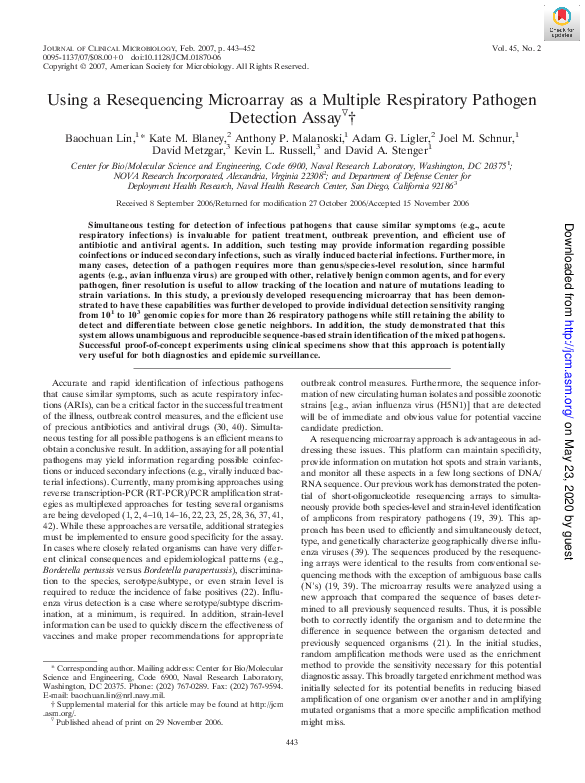 (PDF) Using a Resequencing Microarray as a Multiple Respiratory ...