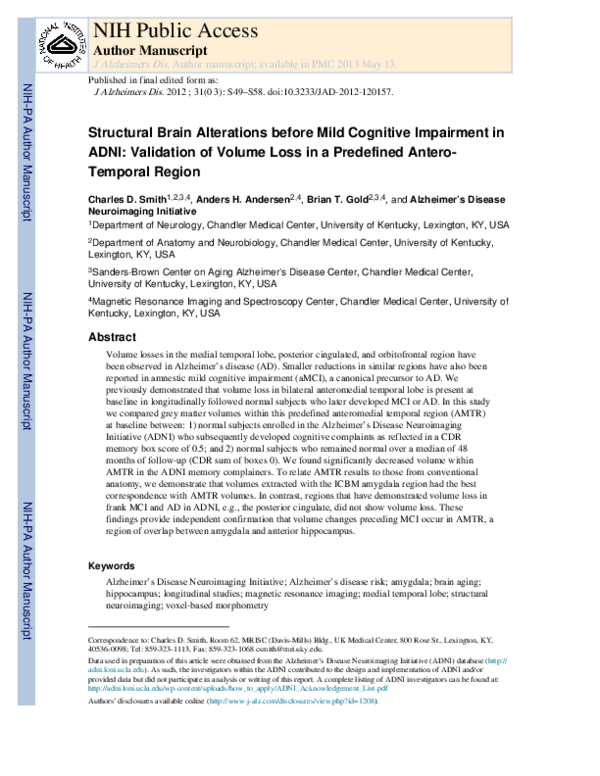 (PDF) Structural brain alterations before mild cognitive impairment in ...