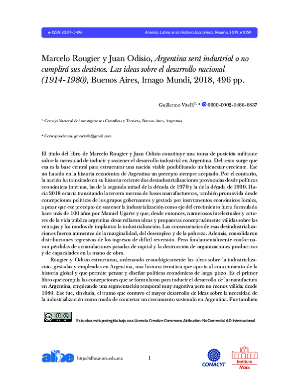 (PDF) Marcelo Rougier y Juan Odisio, Argentina será industrial o no ...