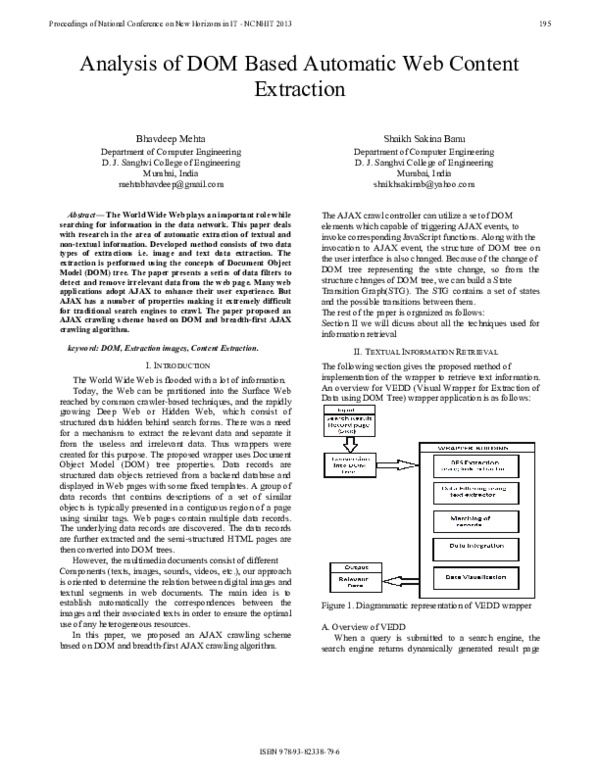 Pdf Analysis Of Dom Based Automatic Web Content Extraction