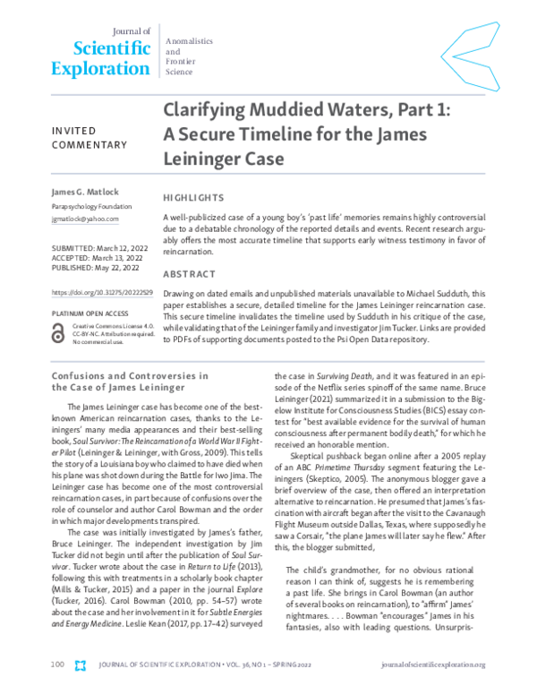 (PDF) Clarifying Muddied Waters, Part 1: A Secure Timeline for the ...