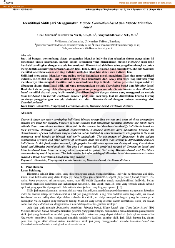 (PDF) Identifikasi Sidik Jari Menggunakan Metode Correlation-based dan Metode Minutiae-based