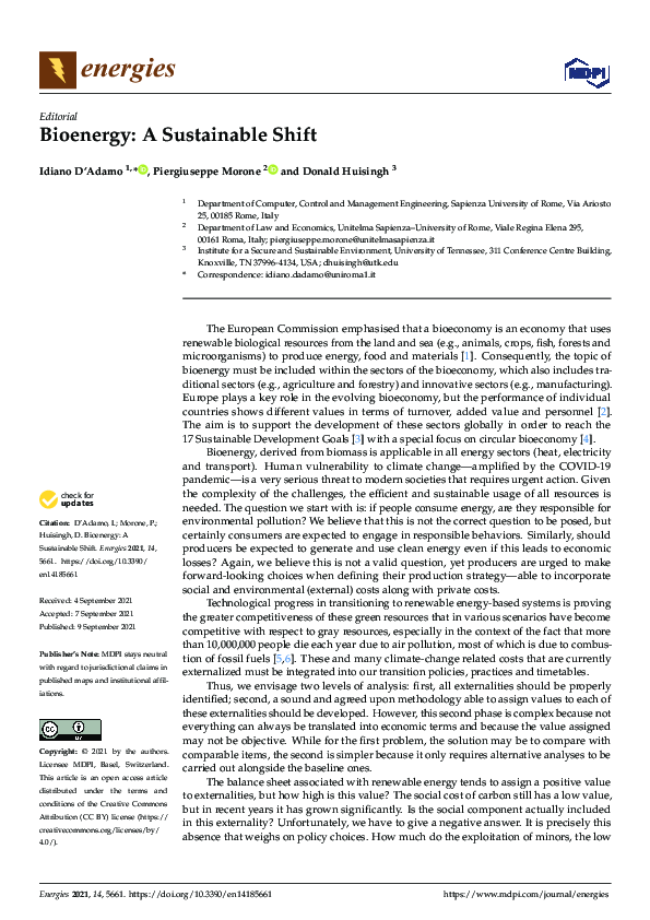 (PDF) Bioenergy: A Sustainable Shift