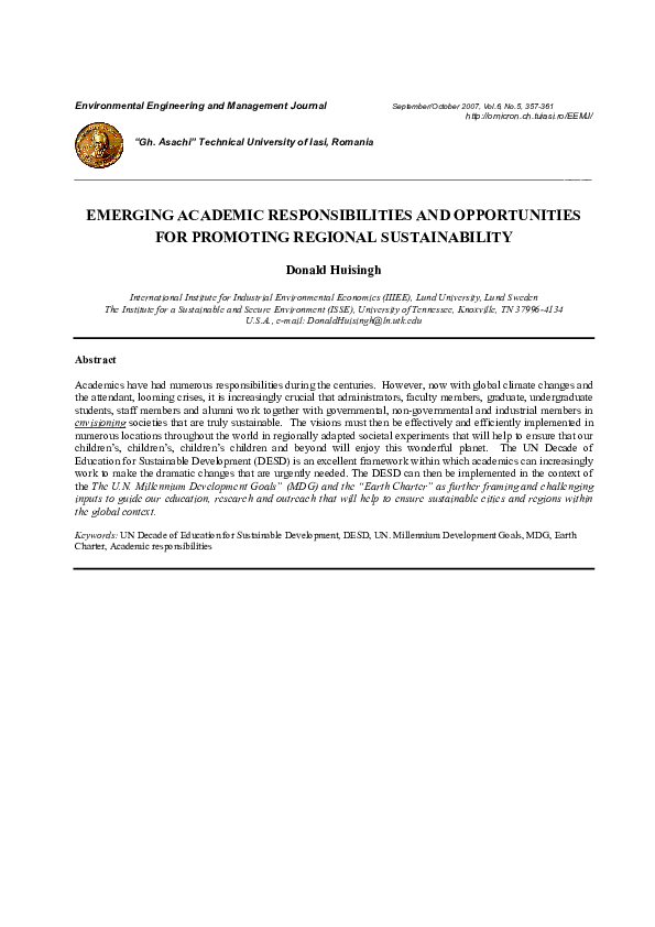 (PDF) Emerging Academic Responsibilities and Opportunities for ...