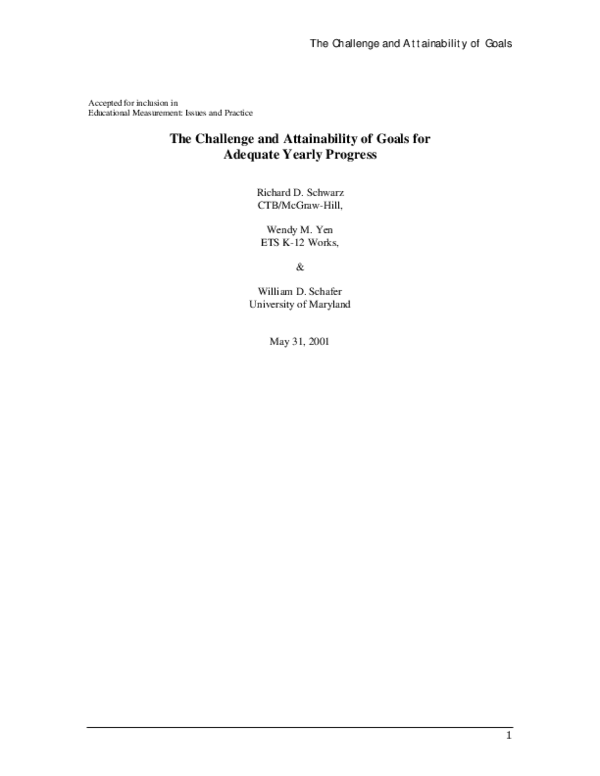 (PDF) The Challenge and Attainability of Goals for Adequate Yearly Progress