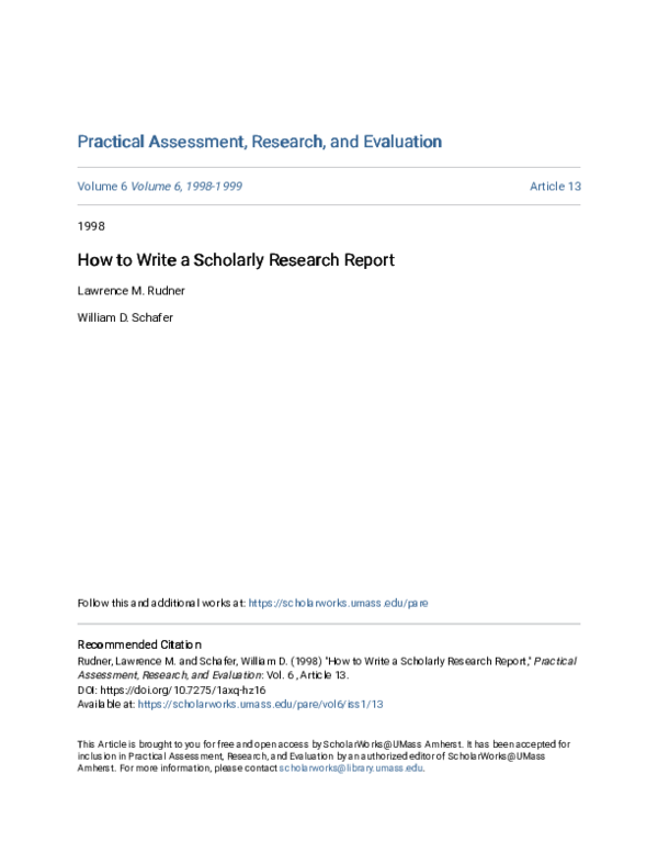 (PDF) How To Write a Scholarly Research Report