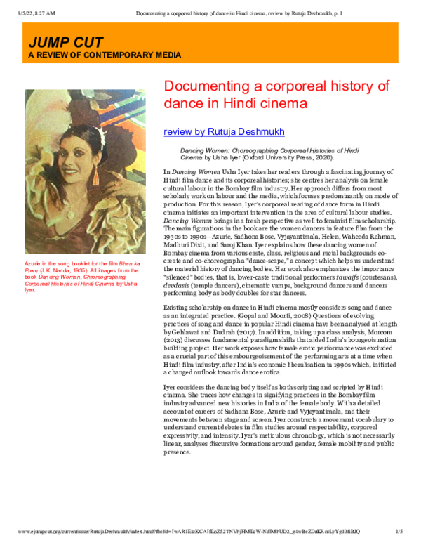 (PDF) Review of Dancing Women, Jump Cut