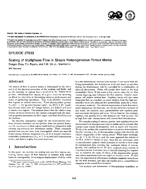 (PDF) Scaling of Multiphase Flow in Simple Heterogeneous Porous Media