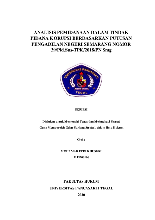 (PDF) ANALISIS PEMIDANAAN DALAM TINDAK PIDANA KORUPSI BERDASARKAN PUTUSAN PENGADILAN NEGERI ...