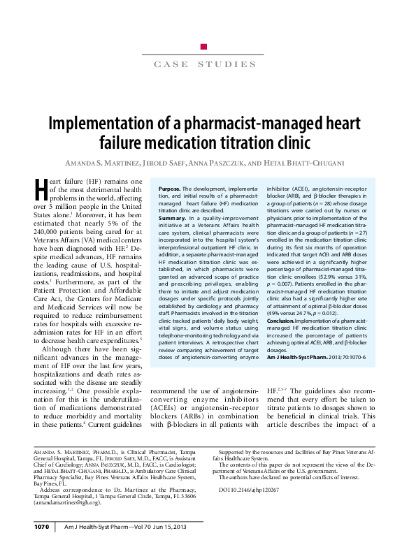 (PDF) Implementation of a pharmacist-managed heart failure medication ...
