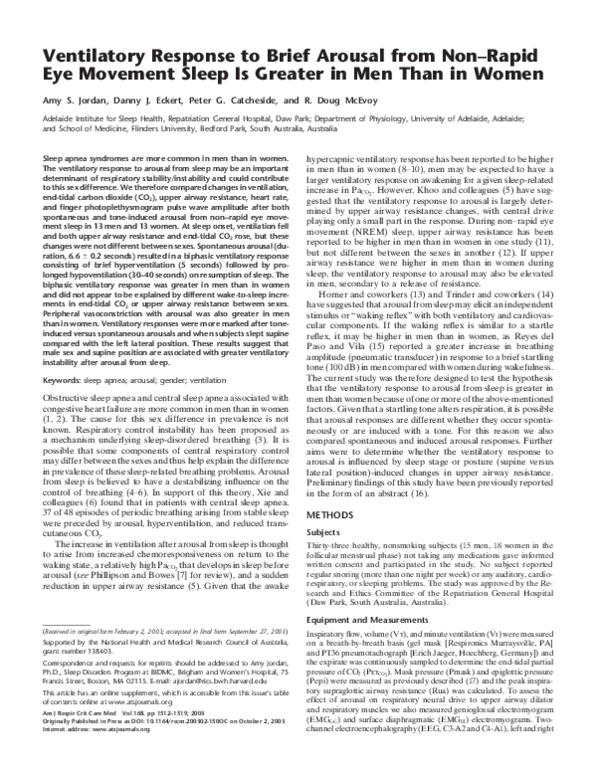 (PDF) Ventilatory Response to Brief Arousal from Non–Rapid Eye Movement ...