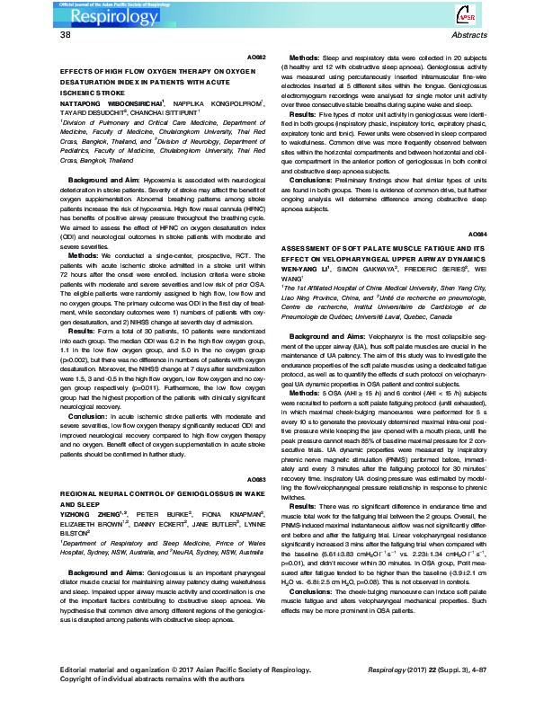 (PDF) Regional Neural Control of Genioglossus in Wake and Sleep