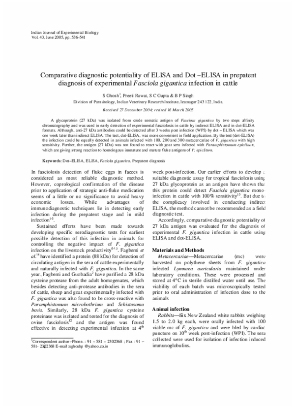 (PDF) Comparative diagnostic potentiality of ELISA and dot-ELISA in ...