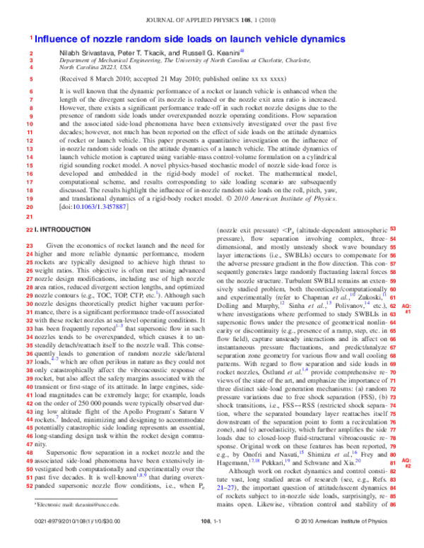 (PDF) Influence of nozzle random side loads on launch vehicle dynamics ...