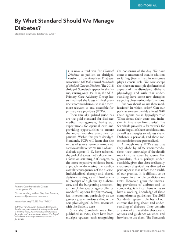 By What Standard Should We Manage Diabetes?
