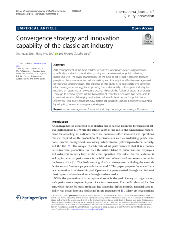 (PDF) Convergence strategy and innovation capability of the classic art ...