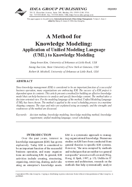 (PDF) A Method for Knowledge Modeling