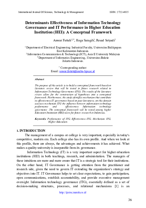 Pdf Determinants Effectiveness Of Information Technology Governance