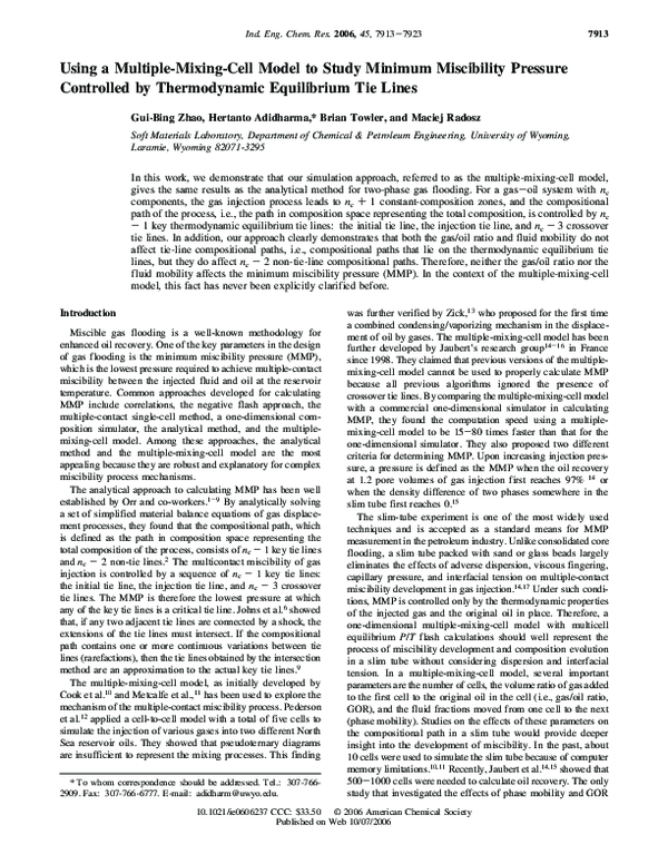 (PDF) Using a Multiple-Mixing-Cell Model to Study Minimum Miscibility Pressure Controlled by ...