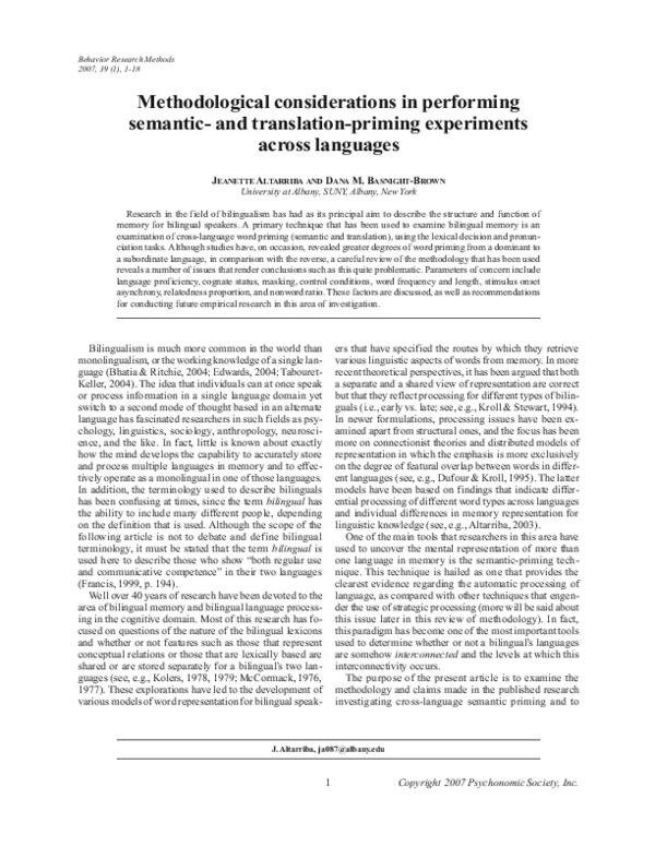 (PDF) Methodological considerations in performing semantic- and ...