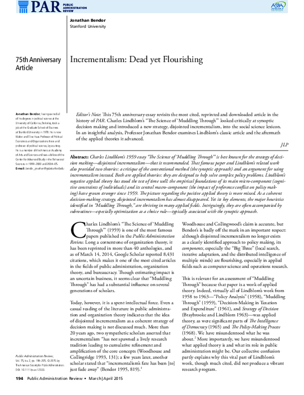 (PDF) Incrementalism: Dead yet Flourishing