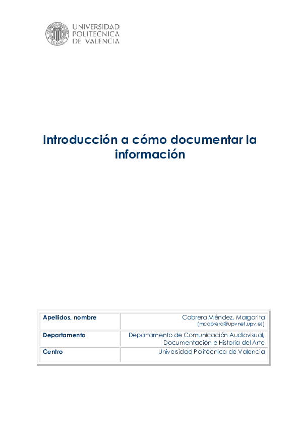 (PDF) Introduccion a cómo documentar la información
