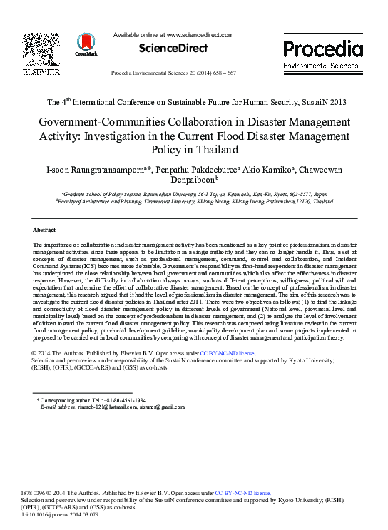 (PDF) Government-communities Collaboration in Disaster Management ...